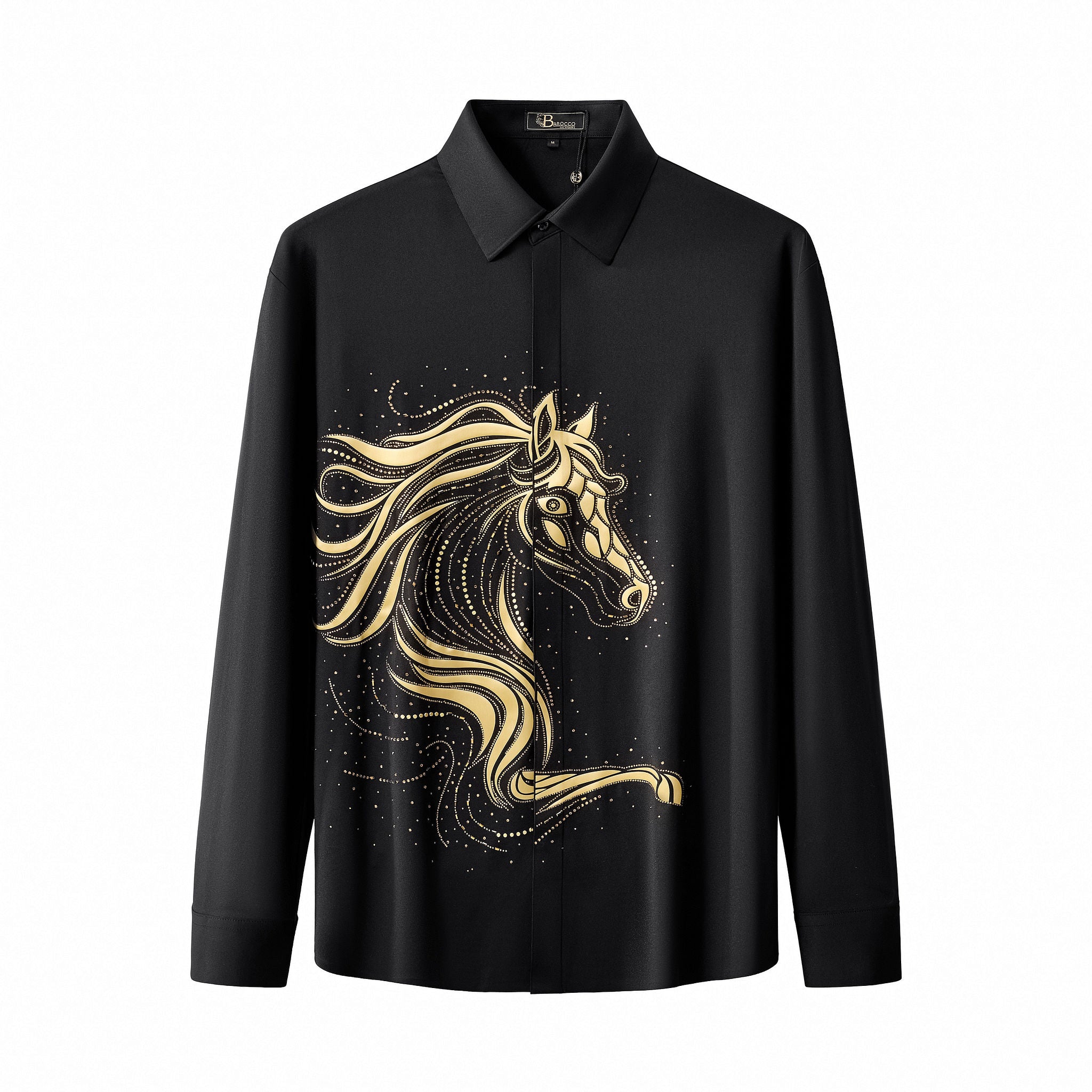 Stallion Embellished LS Shirt-BLACK – baroccowholesale