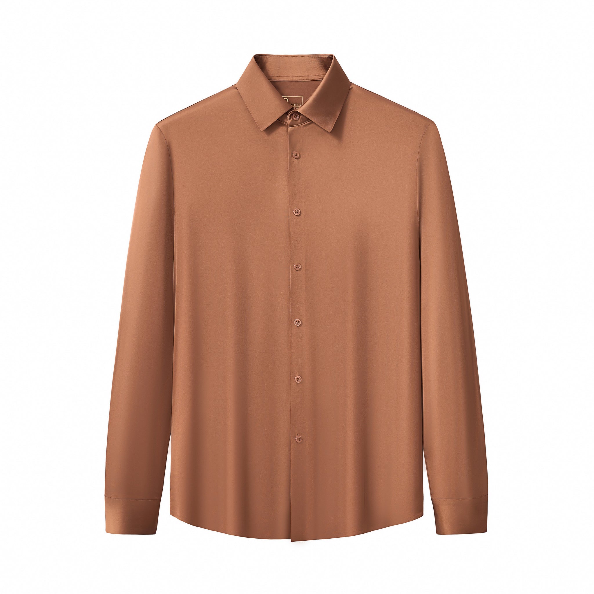 SIGNITURE SATIN STITCHLESS LS Shirt-COFFEE – baroccowholesale