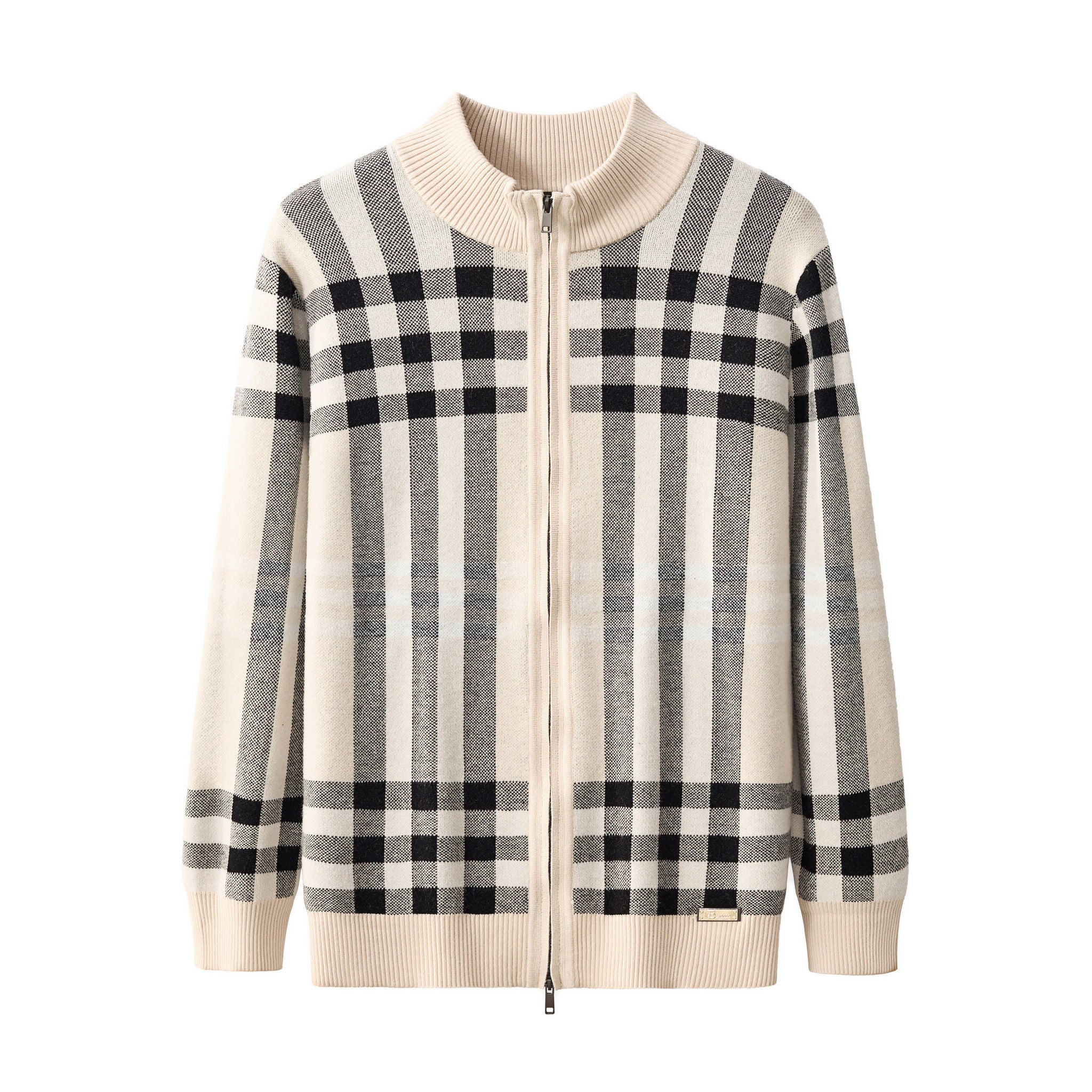 Paramount Plaid Knit Zip LS-IVORY – baroccowholesale